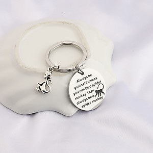 WSNANG Spider Monkey Keychain Love Spider Monkey Gifts Jewelry Monkey Key Ring Charm Animal Lovers Gifts (silver)