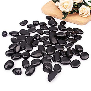 18 Pounds Black Pebbles Aquarium Gravel River Rock, Natural Polished Decorative Gravel,Garden Ornamental Pebbles Rocks,Black Decorative Stones,Black Pebbles,Polished Decor for Landscaping (Black)