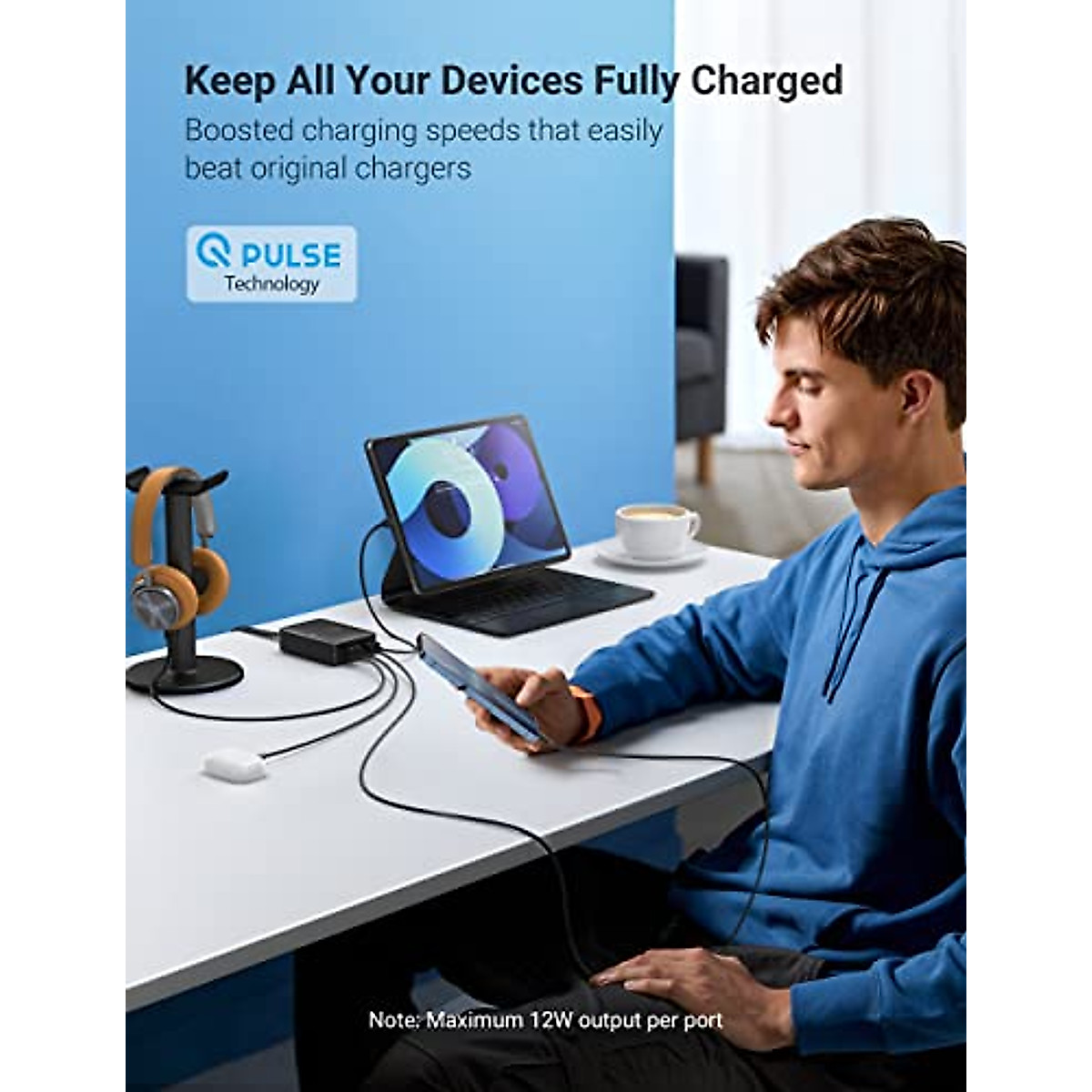 USB Charging Station, Topvork 6-Port USB Wall Charger, Multiport 60W USB Charging Hub, 6-in-1 Desktop USB Charger, Compact USB Charger Block for iPhone 13/13 Pro/iPhone 12, Galaxy, Note, Pixel & More