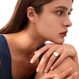 YeGieonr Gold Rings for Women Trendy Non-tarnish Chunky Gold Plated Ring, Waterproof Stainless Steel Gold Jewelry Gift