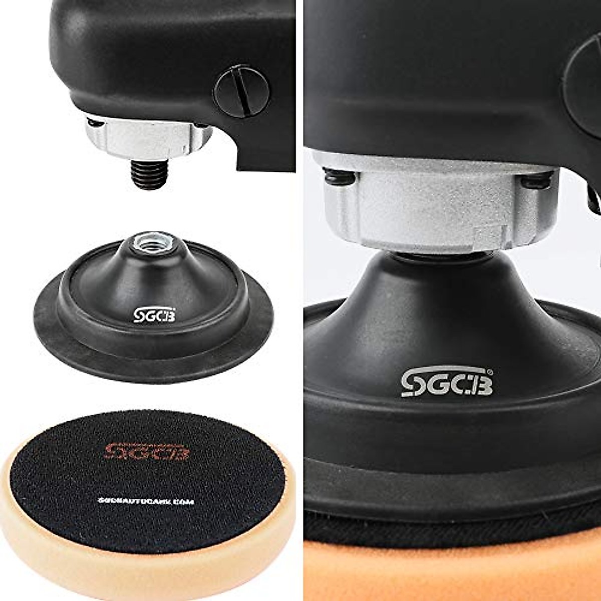 SGCB 5” RO Rotary Flexible Backing Plate, Hoop-and-Loop Face 5/8” Thread PU Soft Backing Pad Used On Rotary Polisher Sander for Sanding Polishing Buffing Finishing