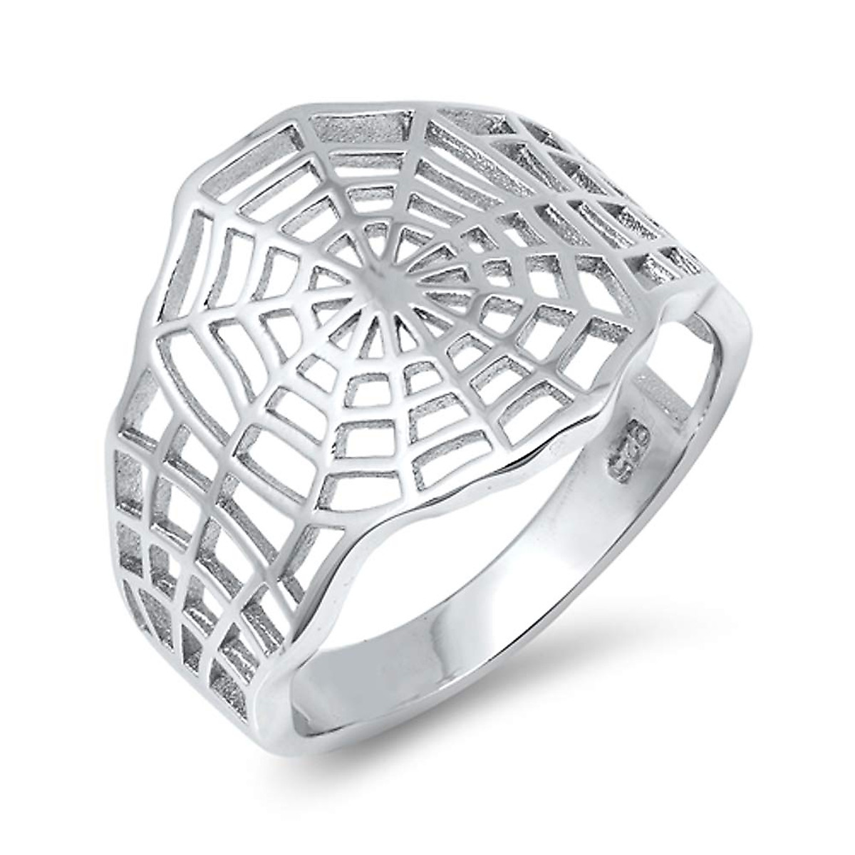 Unique Cutout Spider Web Ring New .925 Sterling Silver Band Size 10