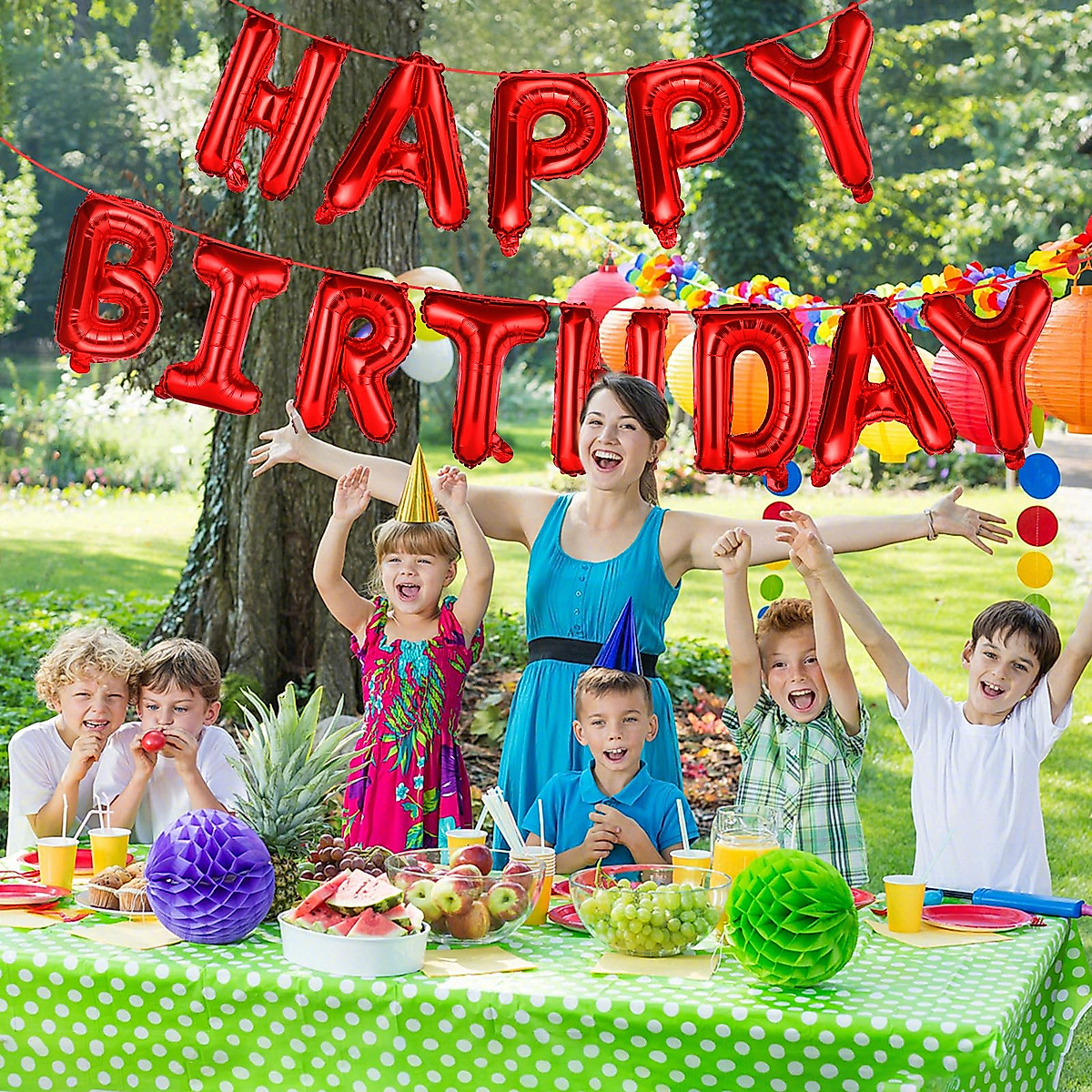 3D Red Happy Birthday Balloons Banner 16 Inch Mylar Foil Balloon Letters Balloons Red Aluminum Foil Letters Sign Bunting Reusable Party Decor for Kids Boys Men Women Adult Baby Shower Party Supplies