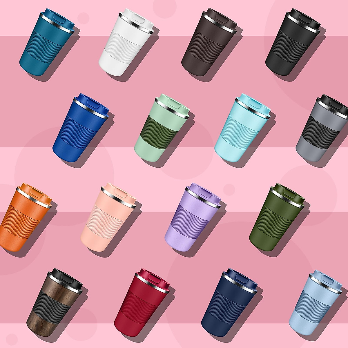 BAYTWA Coffee Tumbler 12oz/380ml - Insulated Coffee Mug with Lid, Leakproof Travel Coffee Cup, Stainless Steel Reusable Coffee Mug for Hot&Cold Drinks, Thermal Coffee Cups for Men Women-Red/1 Pack