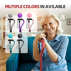 BeneCane Walking Cane for Men & Women Adjustable Cane with Offset Soft Cushioned Handle -Portable Lightweight Sturdy Mobility Walker Aid for Elderly, Seniors Collapsible Cane Red