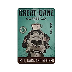 Vintage Tin Sign Art Dog Metal Poster Dog Metal Tin Signs Great Dane Funny Poster Retro Metal Logo Poster Home Kitchen Bar Cafe Bathroom Wall Decor Gifts 8x12 inch