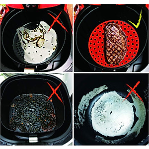 PINEPOEM Air Fryer Liners Reusable Silicone, Bamboo Steamer Liner, Perforated Liner for Air Fryer