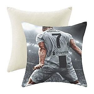 Football Stars Cristiano-Ronaldo-CR7-Throw covers 18x18 inches, Cristiano-Ronaldo-CR7-Pillow Cushion Cases, Modern Decorative Square Pillowcases for Sofa Couch Bedroom Living Room Car (Pack of 1)