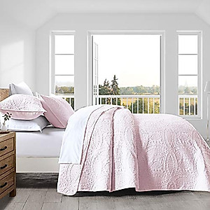 Boryard 3-Piece King Quilt Set, Lightweight Soft Bedspread (104x90 inches) with 2 Pillow Shams (20x36 inches), Pink