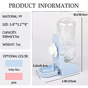 Vikano Rabbit Water Bottle, 17oz Hanging Water Fountain Automatic Dispenser No Leak WaterFeeder for Bunny Chinchilla Guinea Pig Hedgehog Ferret (White)