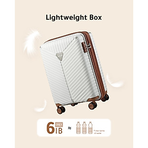 LUGGEX Carry On Luggage with Spinner Wheels, PP Lightweight Suitcase with TSA Lock, Expandable Luggage for Travel without USB (Rose Gold, 20 Inch, 42L)