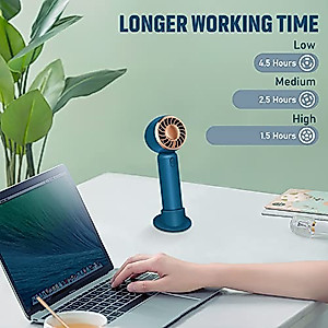 KAPOGO Portable Personal Fans, Handheld Fan, Battery Operated Mini Electric Cooling Fan, 3 Speed Adjustable Strong Wind, Hidden Blades, Lightweight Makeup Fan for Home Office Travel Outdoor (Blue)