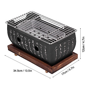 Japanese Barbecue Grill, Portable Charcoal Chrome Cooking Grill, Japanese and Wind Grill, Internal Grates BBQ Grill Rectangle with Wire Mesh, Outdoor Barbecues Camping Traveling