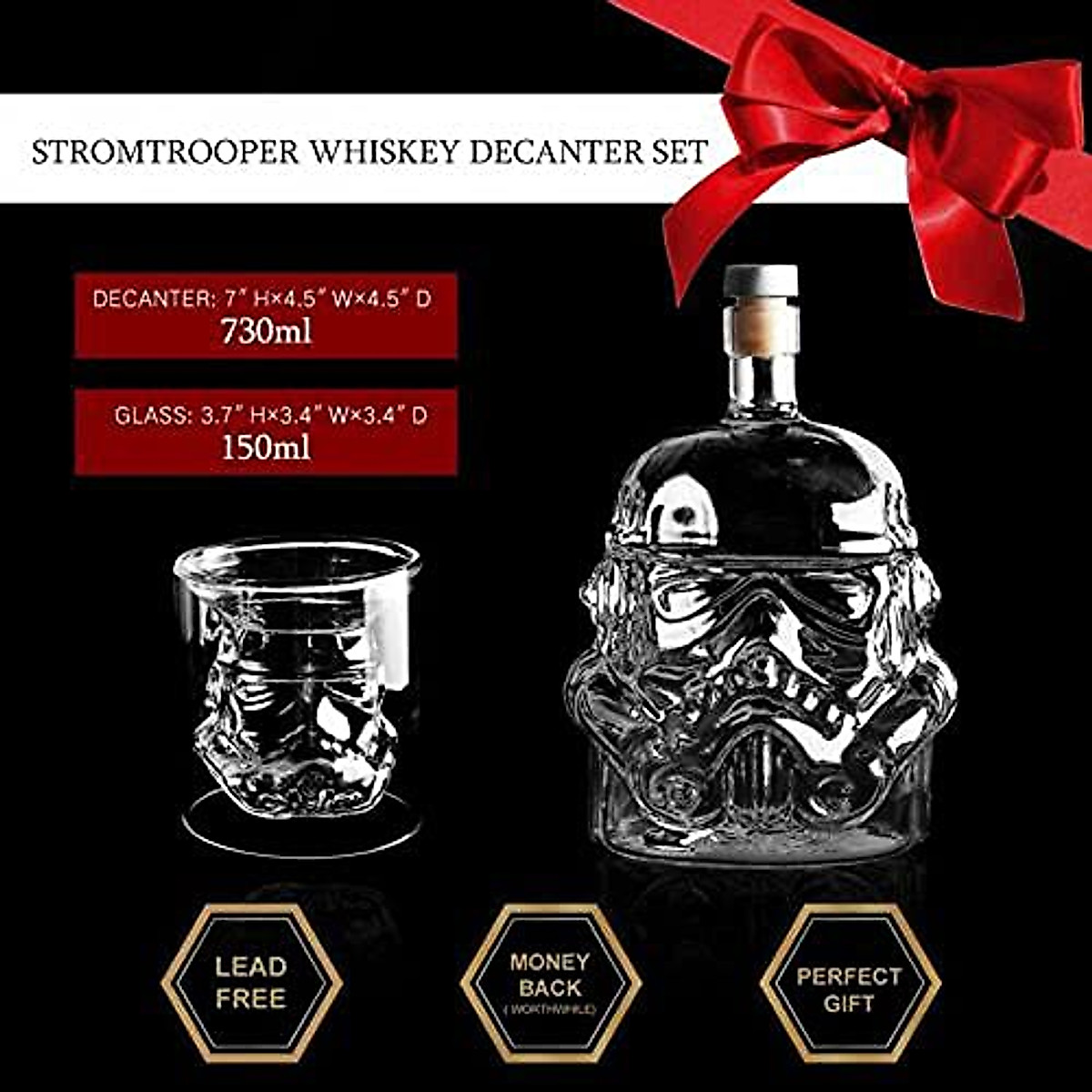 IITaozi Transparent Creative Whiskey Decanter Set Stormtrooper Bottle With 2 Glass for Wine, Brandy, Scotch, Vodka, Liquor750ml