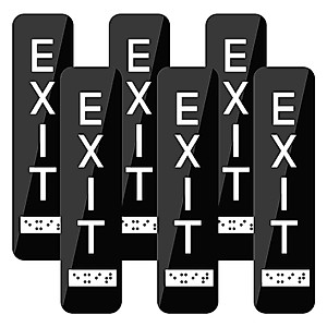 Vertical Exit Sign with Braille - 8x2 inch ADA Compliant Exit Sign with Braille Exit Signs for Business Raised Braille with Adhesive for Indoor Outdoor Public Office Hotel Workplace 6 Pcs