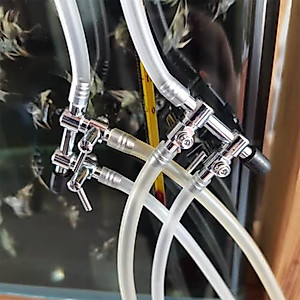 ZZHXSM 2pcs Air Splitter Flow Control Valve Fish Tank Oxygen Pump Accessories Stainless Steel 2-Way Fish Tank Air Flow Control Lever Valve Distributor Splitter