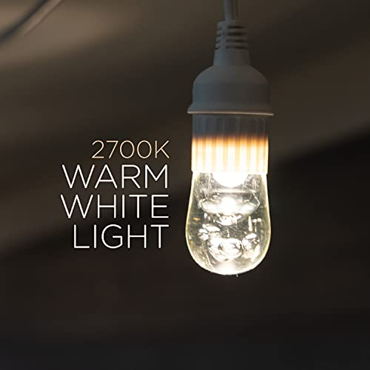 Enbrighten Classic Warm White String Lights, 48ft White Cord, 24 Shatterproof Acrylic Bulbs, Weatherproof, Outdoor String Lights, 35608