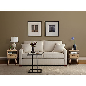 Finnhomy Nightstands Set of 2, End Table, Nightstand, Side Table with Hand Made Rattan Decorated Drawers, Wood Accent Table with Storage for Bedroom, Natural