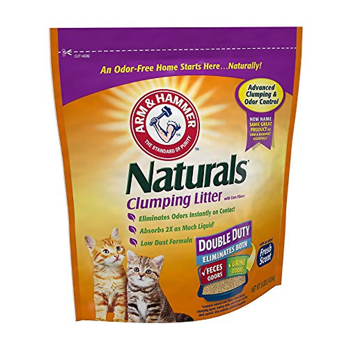 Arm & Hammer Naturals Clumping Litter, Double Duty Litter w/ Corn Fibers, 9lb