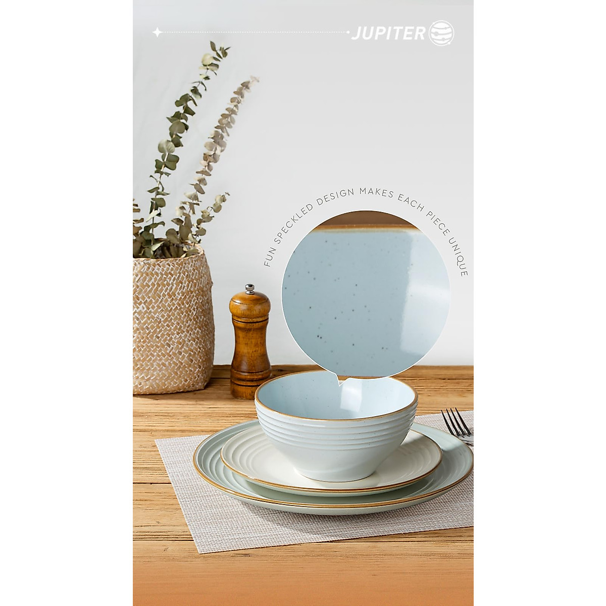 Famiware Jupiter Dinnerware Set, Plates and Bowls Sets for 4, Microwave and Dishwasher Safe, Scratch Resistant, 12 Pieces Dishes Set, Multi-color