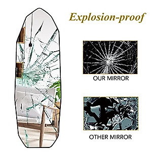 SANHUAMAO Full Length Mirror 22" x 65" Irregular Floor Length Mirror with Stand, Wall Mirror Diamond Shaped for Living Room, Bathroom, Entryway and Cloakroom, Black Aluminum Frame