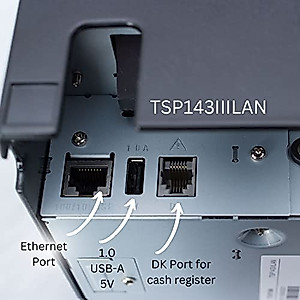 Star Micronics TSP143IIILAN Ethernet (LAN) Thermal Receipt Printer with Auto-Cutter and Internal Power Supply - Gray