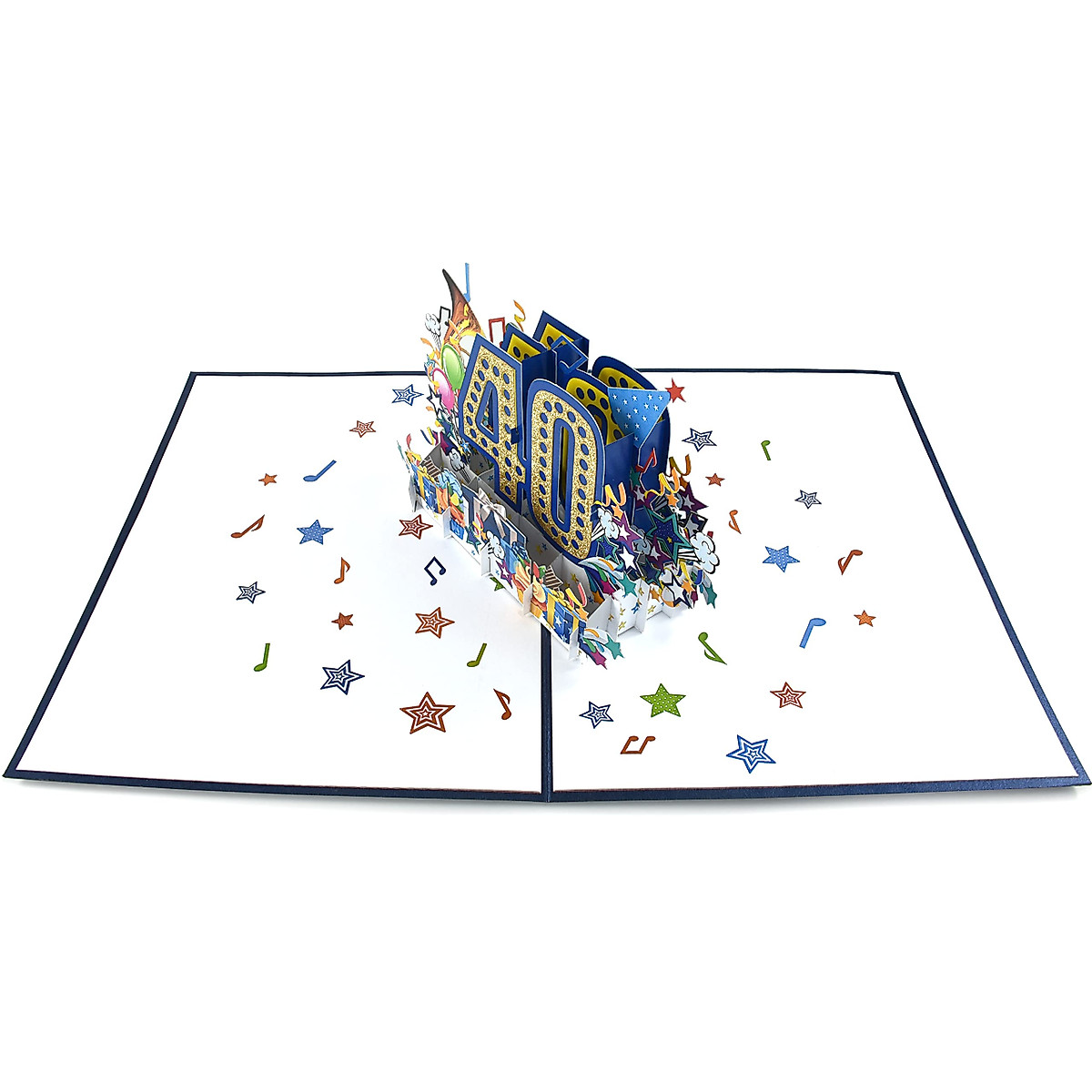 Teabug Cards Happy Birthday Pop Up 3D Greeting Card with Numbers (40th Blue)