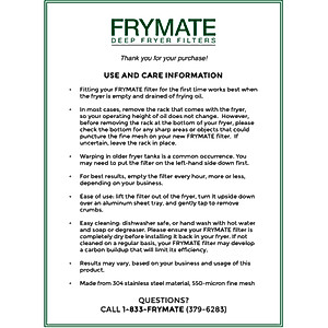 Frymate Commercial Deep Fryer Filter SG14 14“ x 13.5“, Stainless Steel Mesh Skimmer Fryer Strainer, Increase Fryer Oil Lifespan up to 40%