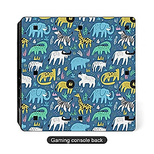 African Animals Funny Sticker Skin Protector Full Print Slim Decal Covers for PS-4 Slim/PS-4 Pro Console & 2 Controller