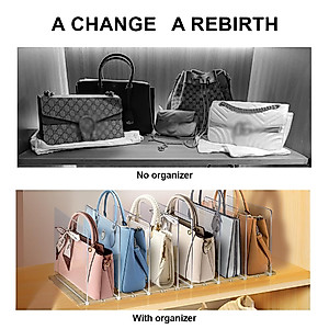 Purse Dividers For Closet,2 Bases 8 Adjustable Divider,Closet Purse Organizer,Purse Organizer For Closet,Purse Shelf Organizer,Closet Bag Organizer,Clear Purse Organizer,Acrylic Purse Organizer