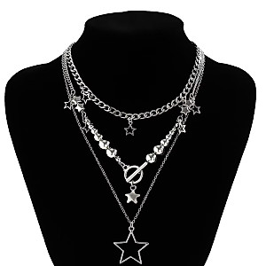 Todu Y2k Star Necklace Gothic Tassel Star Necklace Set Grunge Aesthetic Accessories Halloween Christmas New Year Jewelry Gift For Women