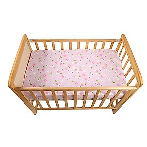 Crib Fitted Sheets 2 Pack Set for Baby Girl Soft Stretchy Jersey Knit Baby Sheet for Standard Crib and Toddler Mattress, Pink Floral