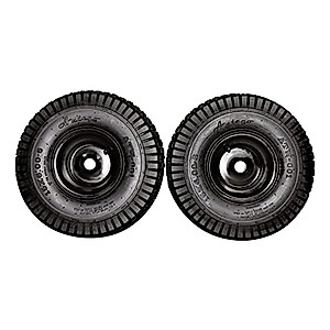 (Set of 2) Matte Black Universal Fit 15x6.00-6 Tires & Wheels 4 Ply for Lawn & Garden Mower Turf Tires .75" Bearing