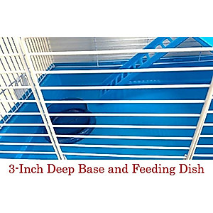 3-Floors Syrian Hamster Home House Rodent Gerbil Mouse Mice Rat Habitat Cage (19 x 12 x 15 H inches, Blue)