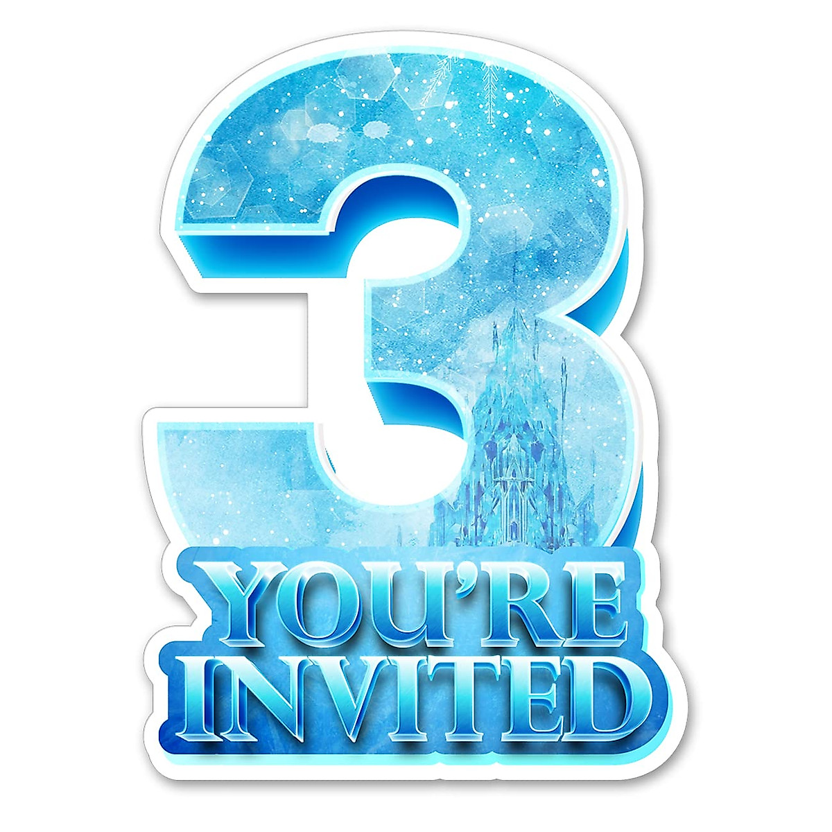 20 Ice Queen 3rd Birthday Party Invitations with Envelopes Double Sided Winter Snowflake Shaped Fill-in Invitations Invites for 3 Year Old