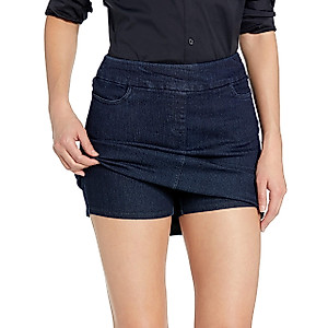 SLIM-SATION womens Wide Band Pull on Skort Shorts, Denim, 6 US