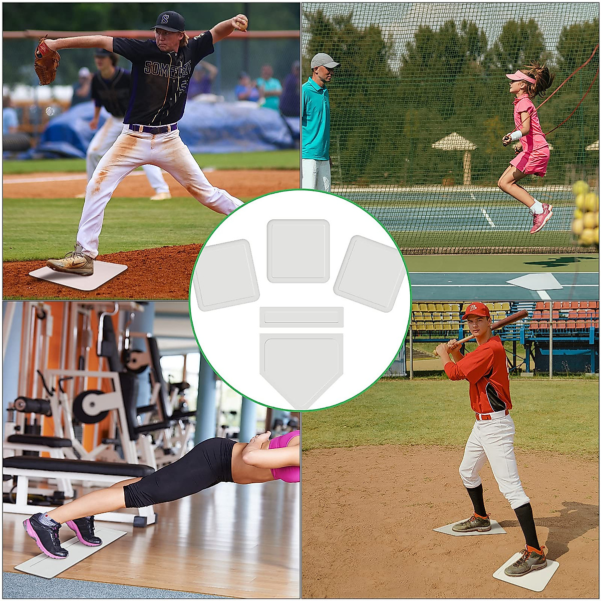 Eupboron Baseball Bases Set, 5 Piece Baseball & Softball Throw Down Rubber Base Set for Kids & Adults