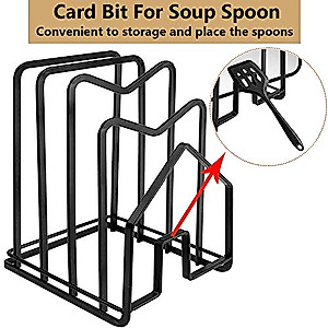 Cutting Board Organizer, Chopping Board Holder Stand Pot Lid Storage Rack for Kitchen Countertop Cabinet Flat Steel 4.92" x 5.71" x 8.47" (Black)
