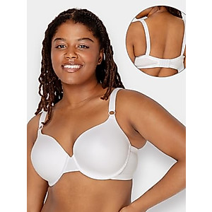 Fruit of the Loom Women's Smooth Cotton T-Shirt Bra-Ultra-Soft, Flexible, and Invisible Under Tees, Black Hue/Sand/White, 36DDD