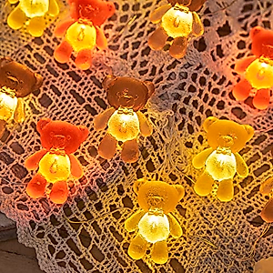 Bartlett Cute Teddy Bear Outdoor Indoor String Lights Unique Gifts Fairy Decorative Lights Battery Operated Bow Tie Bear 8.5ft 20LED with Remote for Garden Yard Camp RV Decoration