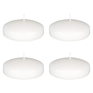 Mega Candles 4 pcs Unscented White Floating Disc Candle, Hand Poured Paraffin Wax Candles 3 Inch Diameter, Home Décor, Wedding Receptions, Baby Showers, Birthdays, Celebrations & Party Favors