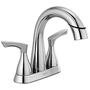 Delta Faucet Broadmoor Pull Down Bathroom Faucet Chrome, Bathroom Pull Out Faucet, Bathroom Sink Faucet with Pull Down Sprayer, Centerset Bathroom Faucet with Magnetic Docking, Matte Black 25765LF-PD