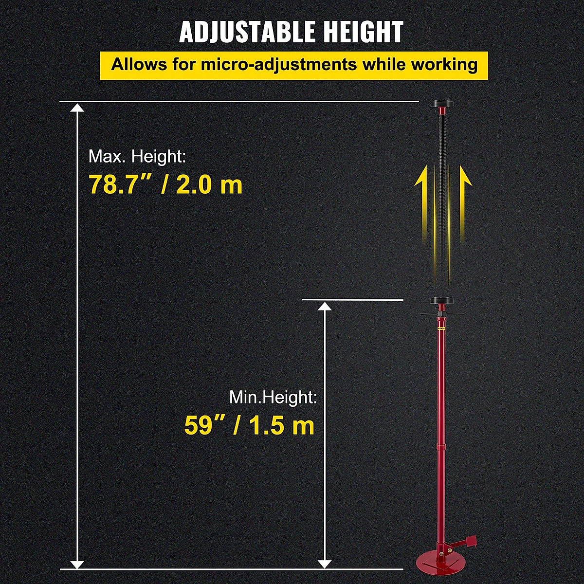 Bestauto Underhoist Stand 3/4 Ton Capacity Pole Jack Heavy Duty Jack Stand Car Support Jack Lifting from 38.4" to 74.8", Triangular Base, Two Wheels, Easy Adjustment, Automotive Support, Red