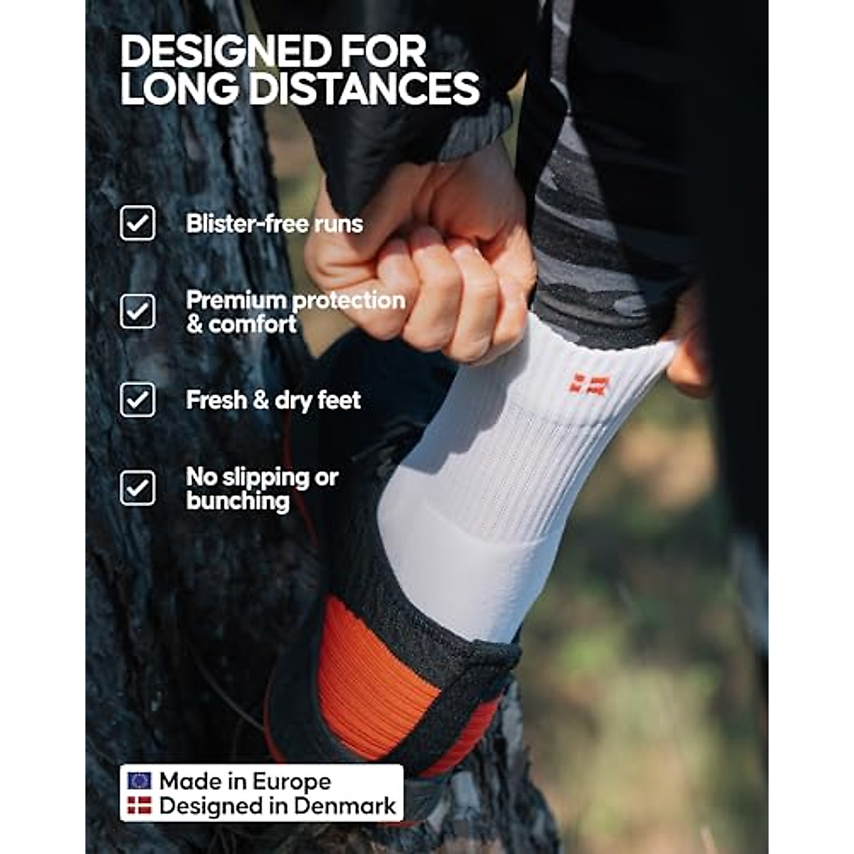 DANISH ENDURANCE Long Distance Running Socks, Quarter, Cushioned & Moisture Wicking, 3 Pair Pack for Men & Women