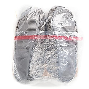 VeraCosy Women's Fuzzy Teddy Slippers Lightweight Memory Foam Indoor House Shoes (7-8, Grey)