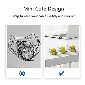 Sempoda 16Pcs Silicone Duck Wall Hooks for Hanging, Self Adhesive Duck Cable Organizer Clips with Box, Creative Key Hook Holder for Refrigerator Door Earphone Plugs Masks Wire Cable Storage