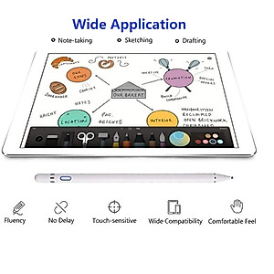 Stylus Pens for Touch Screens, Active Digital Pencil Compatible with iPad/iPad Pro/Air/Mini/iPhone/Other Tablet Drawing&Writing (White)