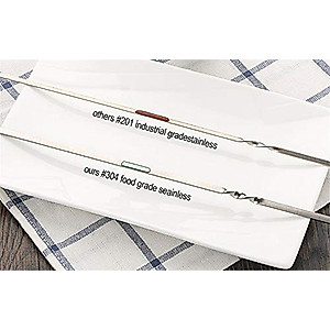 JOMVERL 12PCS Kabob Skewers Flat Metal BBQ Barbecue Skewer 14" Long Stainless Steel Shish Kebob Sticks Wide Reusable Grilling Skewers Set for Meat Shrimp Chicken Vegetable, 12 Pack