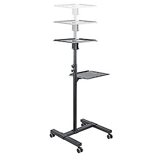 StarTech.com Mobile Projector and Laptop Stand/Cart - Heavy Duty Portable Projector Stand (2 Shelves, hold 22lb/10kg each) - Height Adjustable Rolling Presentation Cart w/Lockable Wheels (ADJPROJCART)