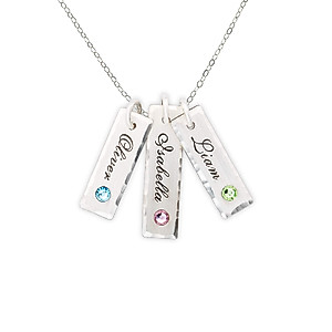 Unity in Three with Swarovski Setting Personalized Charm Necklace. Customized Pendants with Names of Your Choice. Choose Up to 3 Birthstones, and 925 Chain. Gifts for Her
